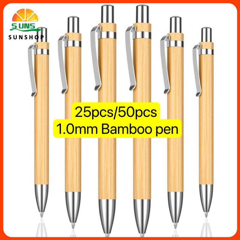 25pcs/50pcs Bamboo Pen Black Ink Plain Only Ballpen | Shopee Philippines