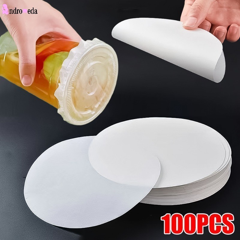 100Pcs Simple Round Shape Leak Proof Paper Film Coffee Spill Proof ...