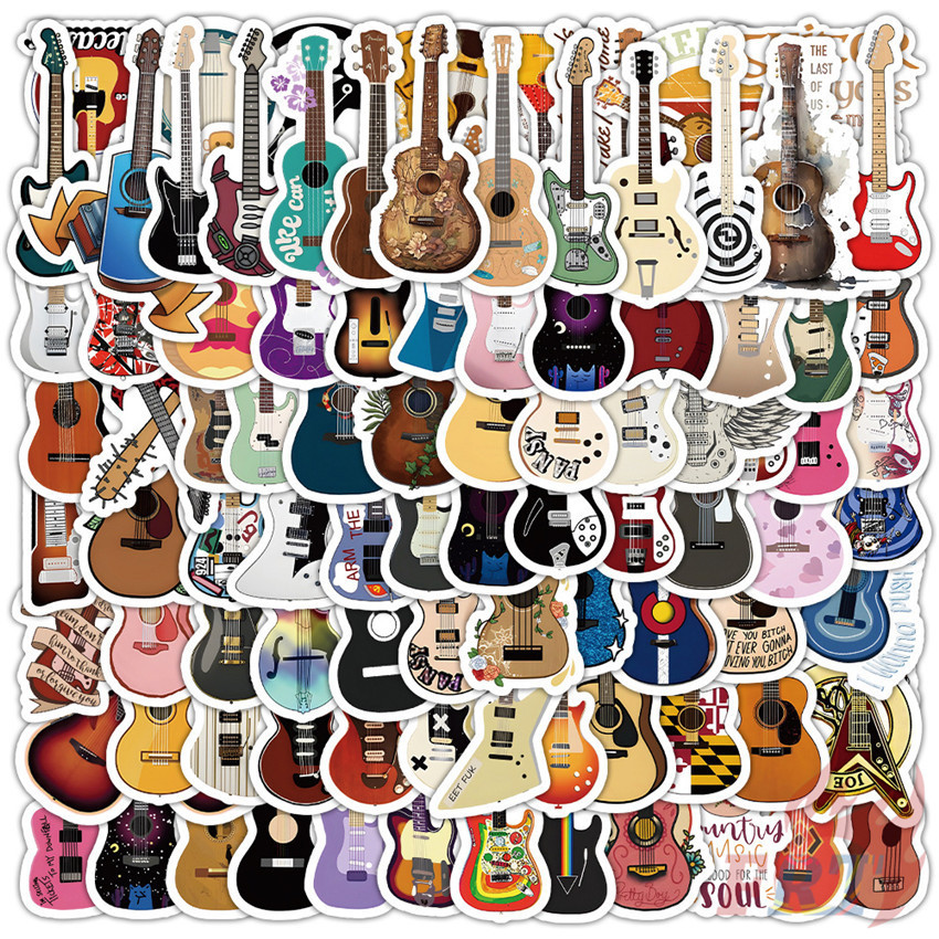 100Pcs/Set Guitar Bass Ukelele Mini Stickers DIY Fashion Waterproof ...