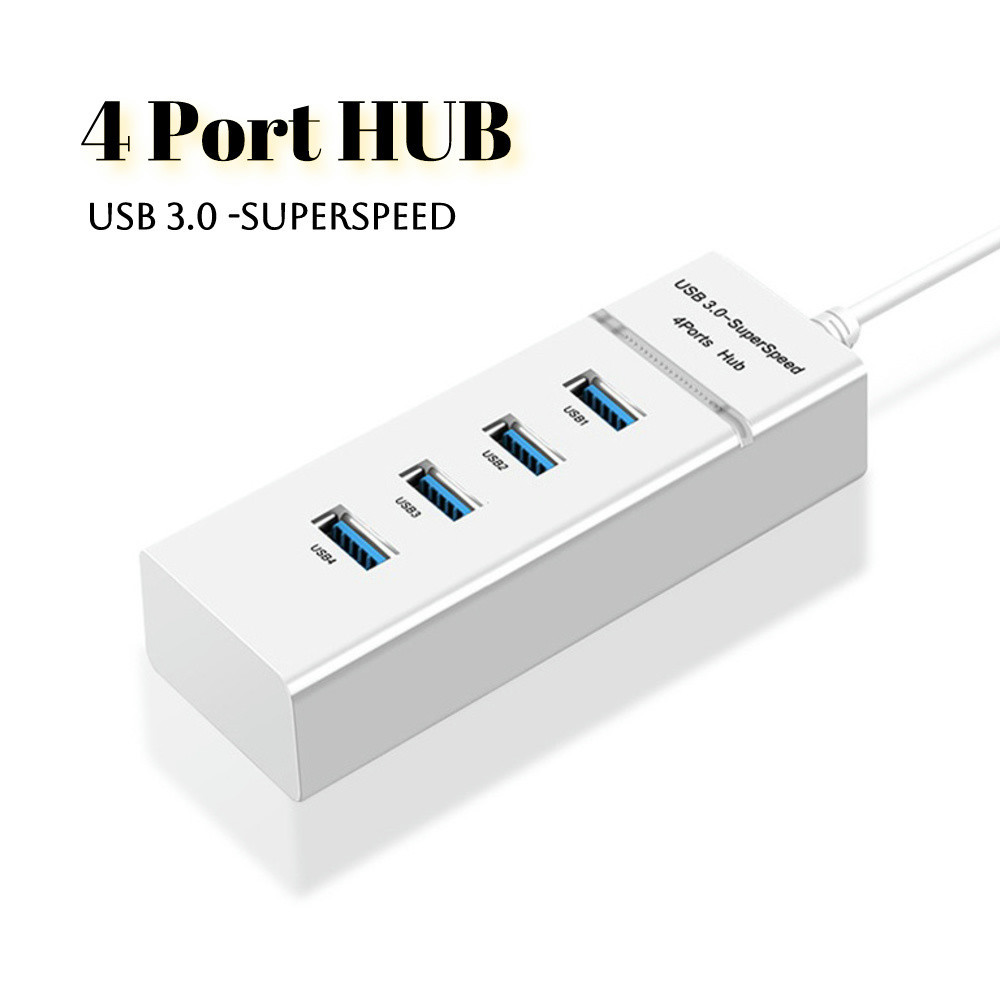 4 Port USB 3.0 Hub Splitter High Speed Multiport Slim USB Hub Extender ...