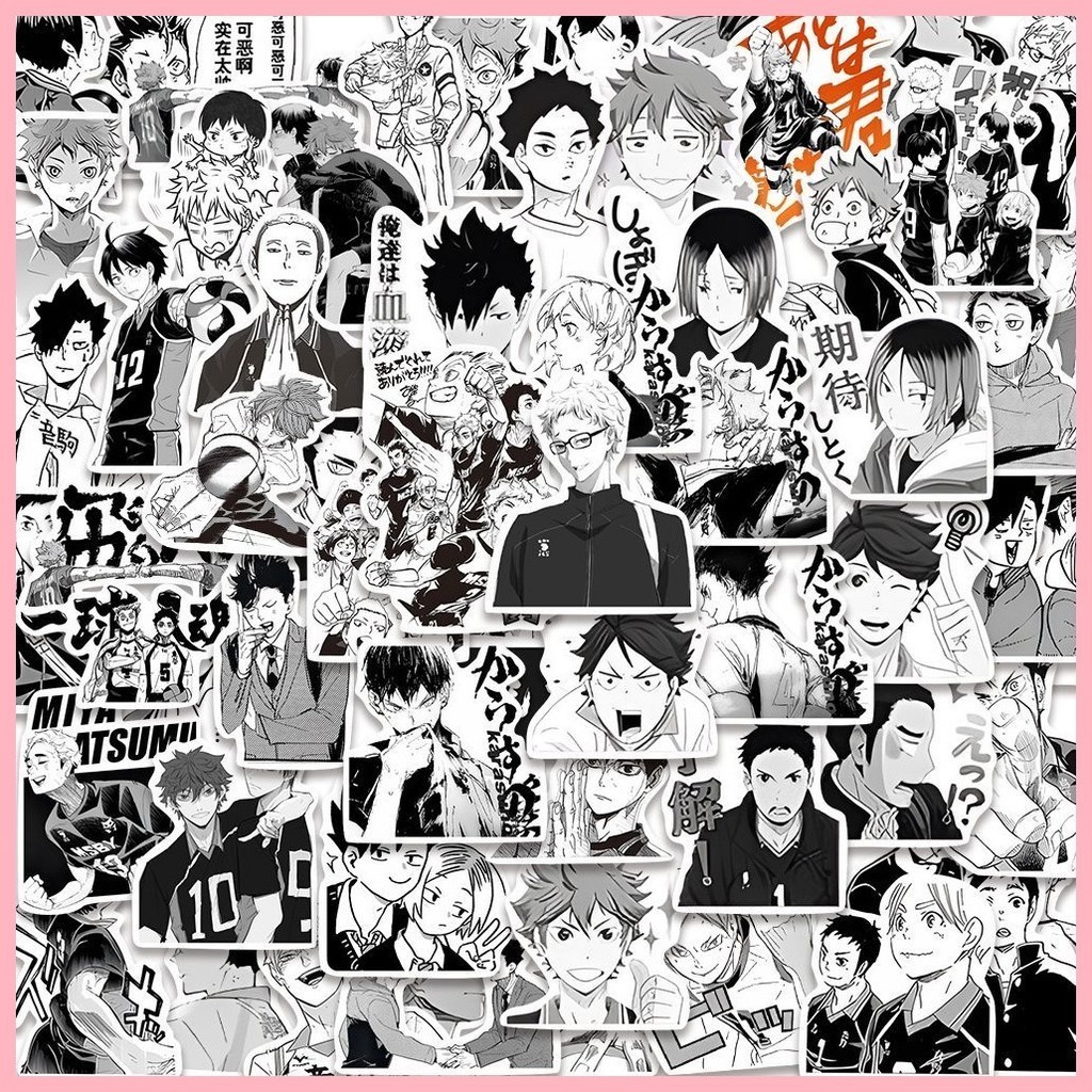 Sticker Haikyuu (64 Sheets) Hinata Shoyo Black White Volleyball Boy ...
