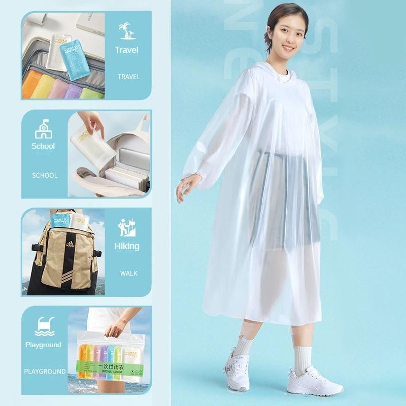 EVA raincoat disposable raincoat one-piece hiking fashion transparent ...