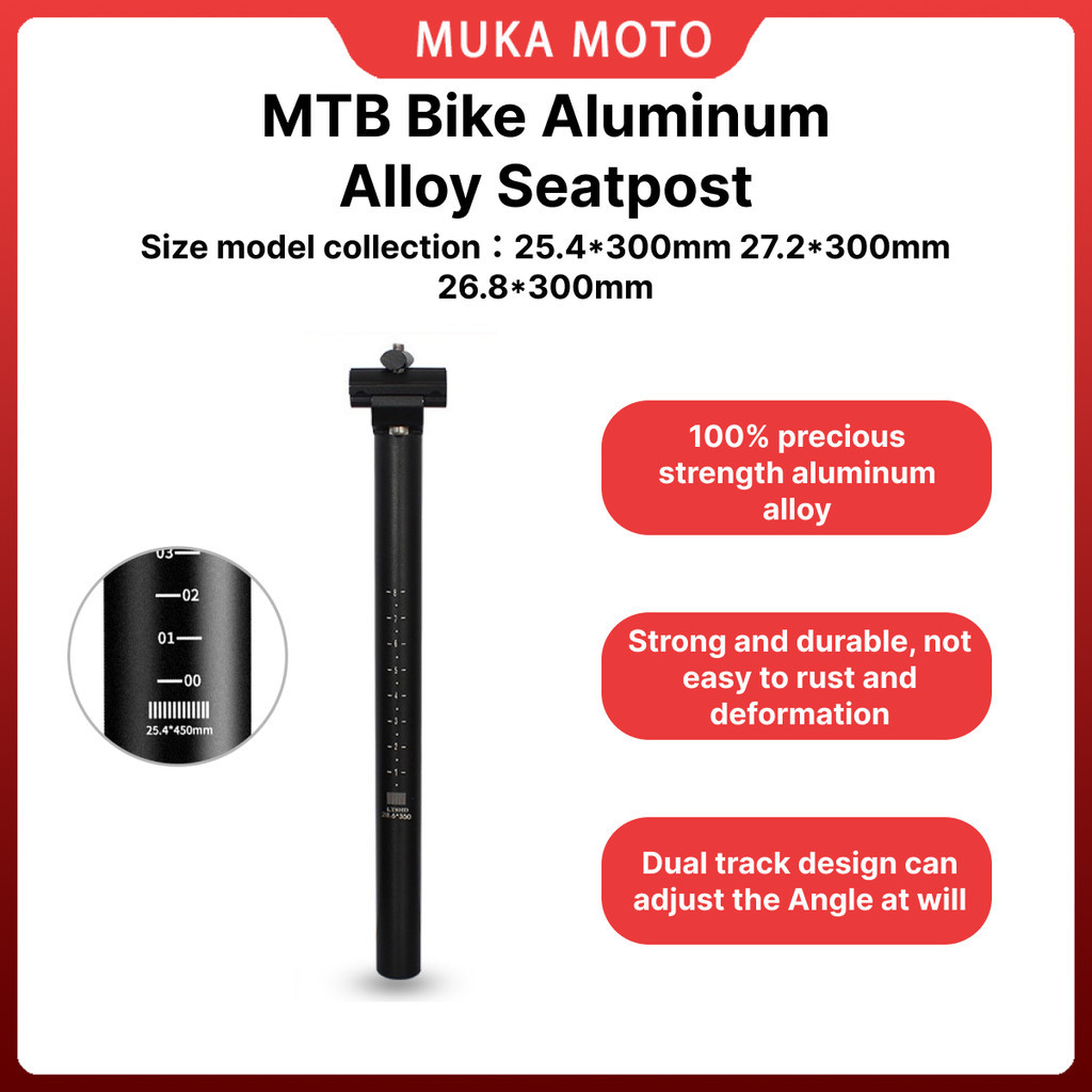 MTB Seatpost 27.2 25.4 28.6mm Seat Post Aluminum Alloy 300mm Bicycle ...