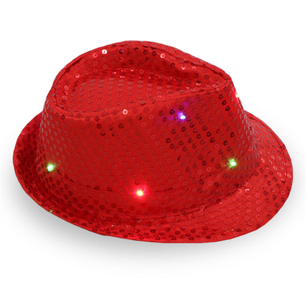 LED Light Up Sequin Fedoras Hats for Men & Women, Assorted Color, Bulk ...