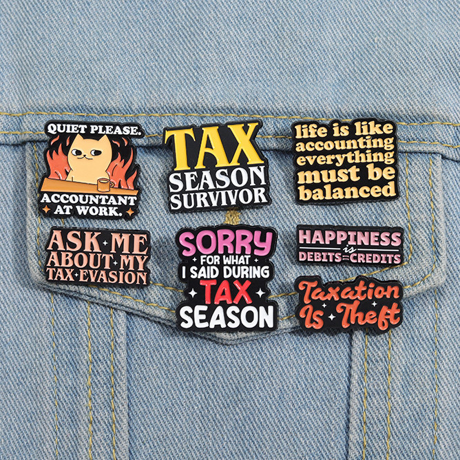 Creative Funny Tax Related Text Brooch Accounting Work Alloy Badge ...
