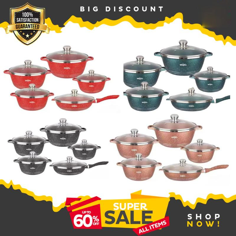 Original Premium Italy Granite Aluminum Non Stick Casserole Cookware ...