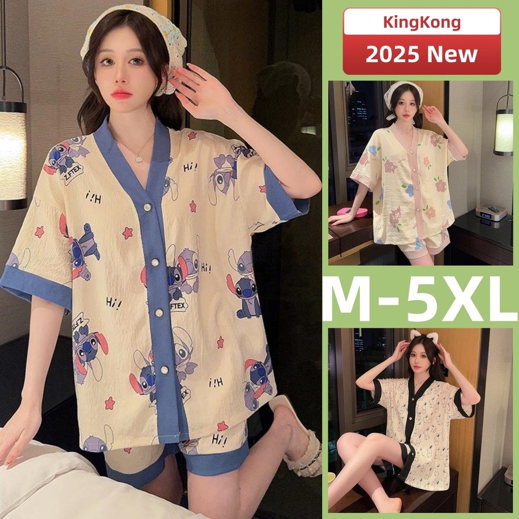 M-5XL Plus size Pajama Terno for Women Cotton Pajamas Set Summer ...