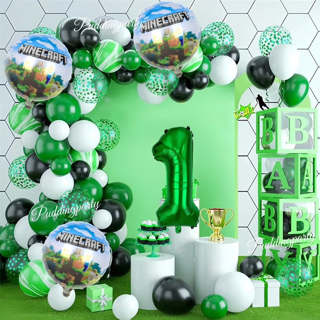 Minecraft Balloon Garland Arch Kit Green Steven Film Ball Birthday ...