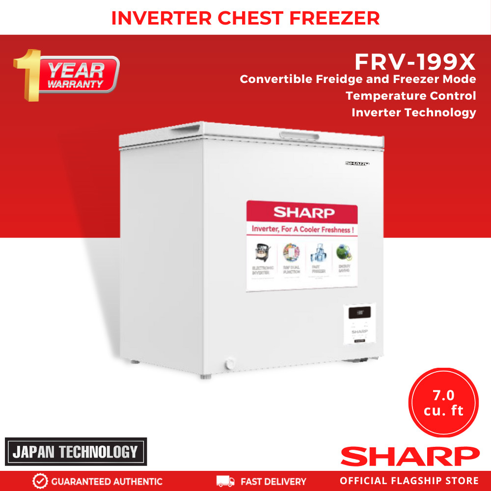 Sharp FRV-199X 7.0cu.ft Inverter Chest Freezer (NCR Delivery & nearby ...