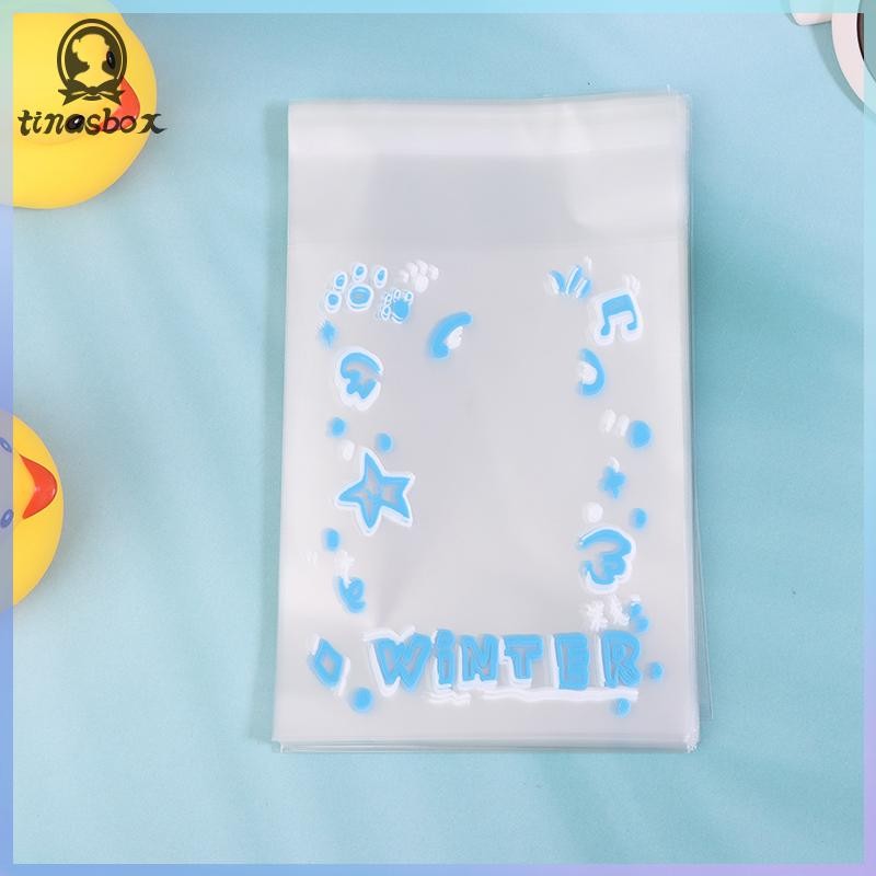 TINA 50Pcs Self-adhesive Opp Bag Cute Blue Musical Notes Gift Packaging ...