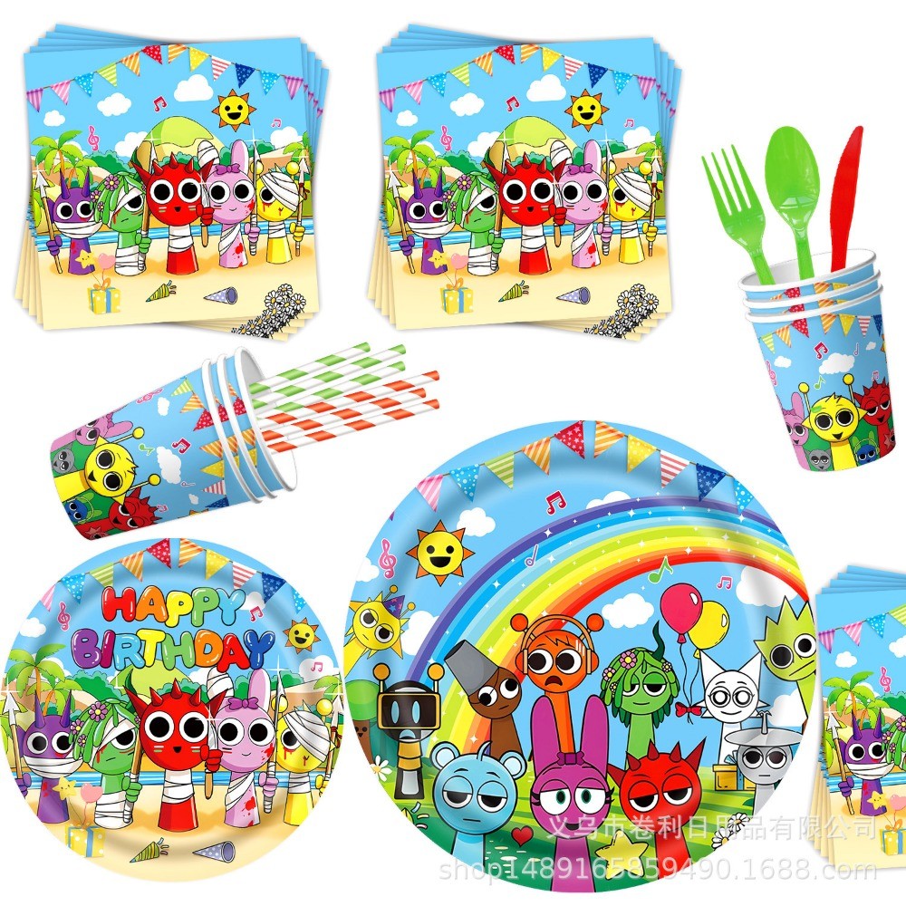 Incredibox Sprunki Birthday Theme Balloons Tableware Plate Cup Cake ...