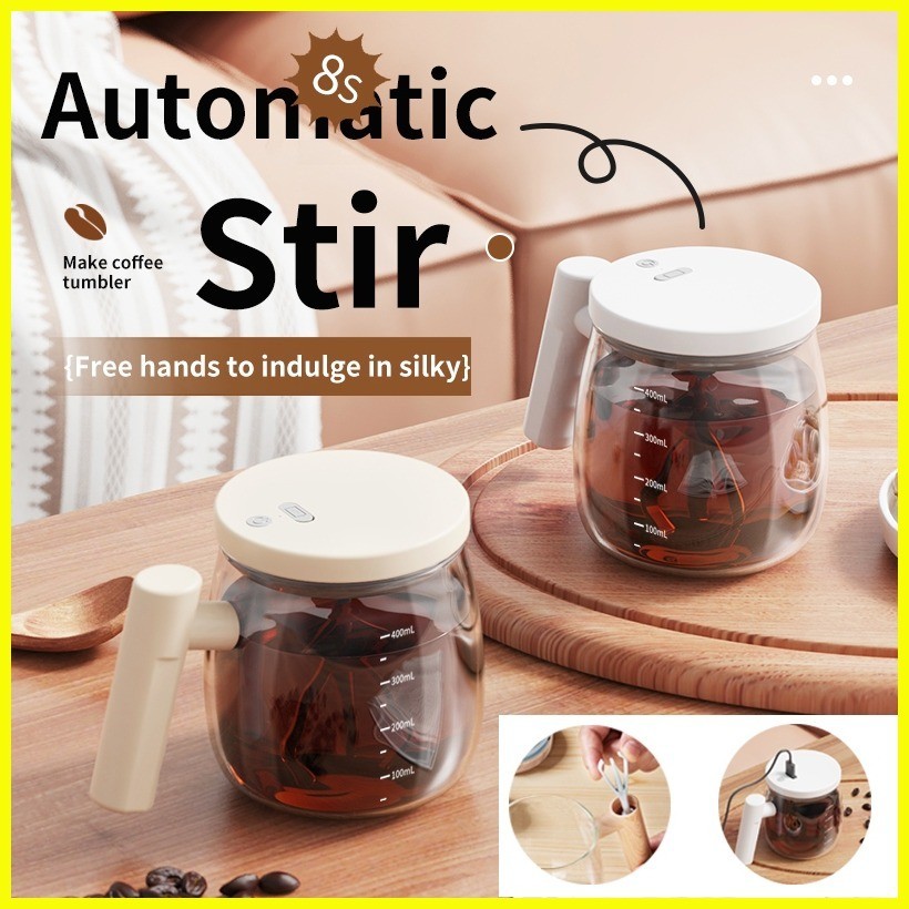 ♞Self Stirring Mug Electric Self Stirring Coffee Mug Portable Glass Mug ...