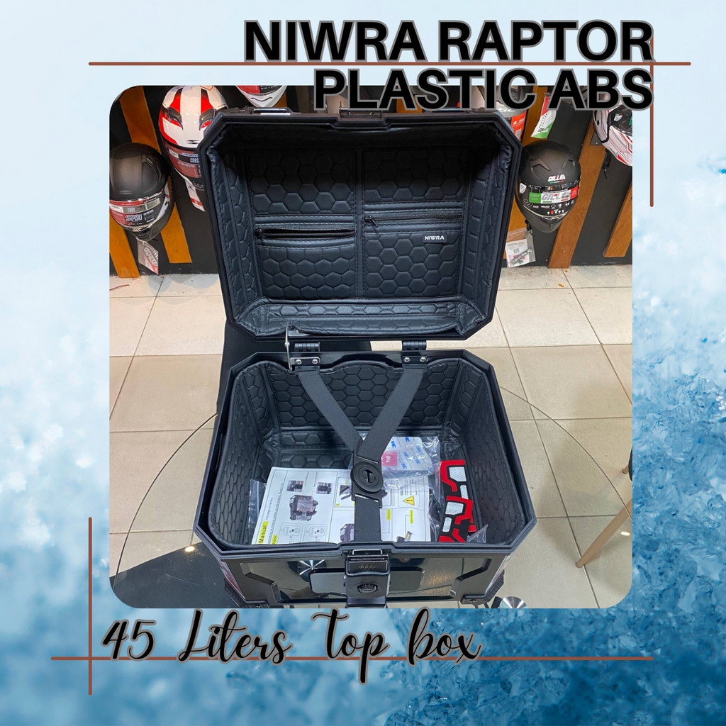 Niwra hard plastic motorcycle top box 45L black ripple | Shopee Philippines