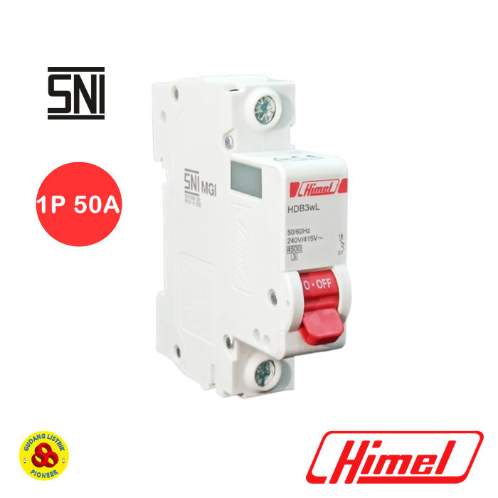 Himel MCB 1P 50A MCB Breaker 1 Pole C 4.5kA 50Amp SNI HDB3WL1C50 Himel -LTA34 | Shopee Philippines