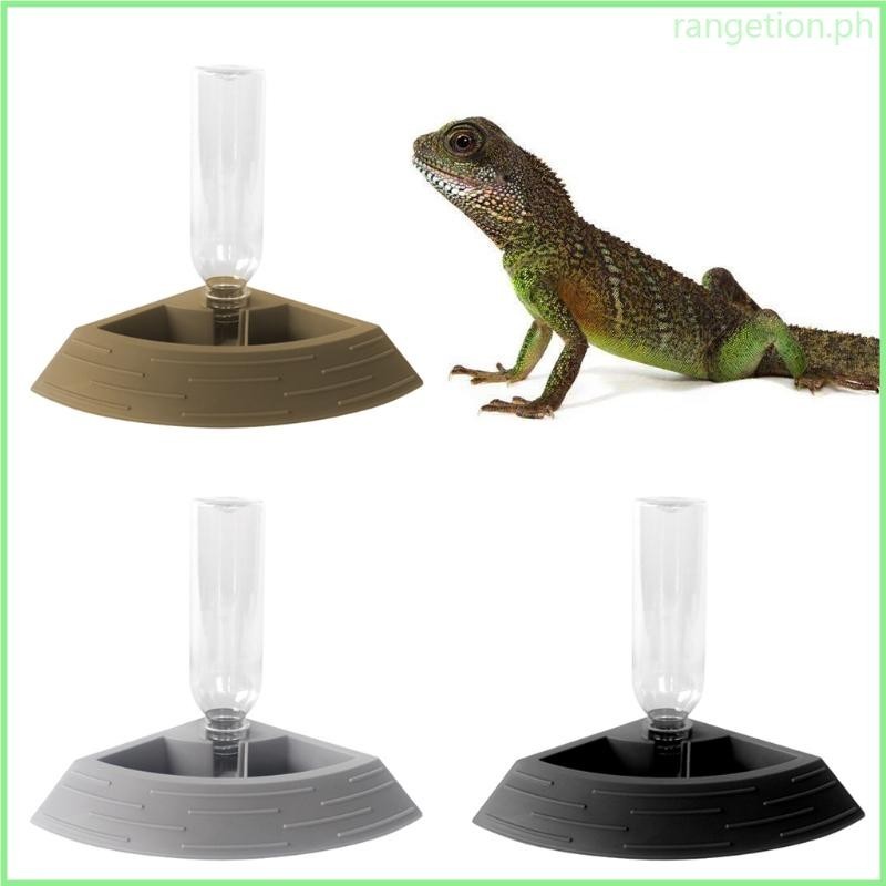 Reptile Automatic Water Dispenser Food Feeder Terrarium Corner Dish for ...