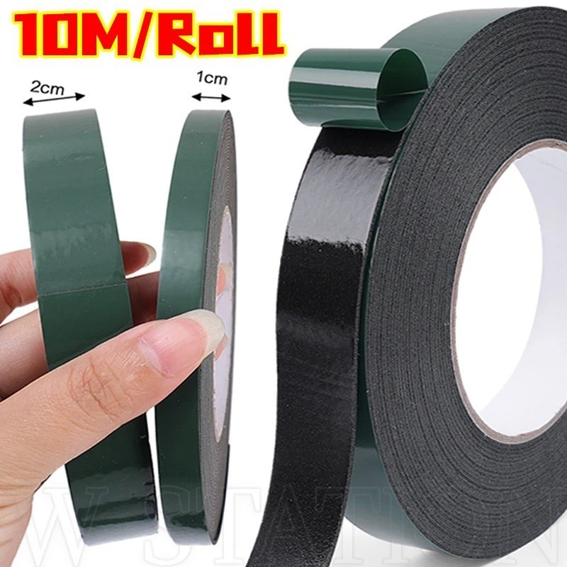 10M/Roll Double Sided Tape - Green Film Black Foam Tape - Strong Self ...