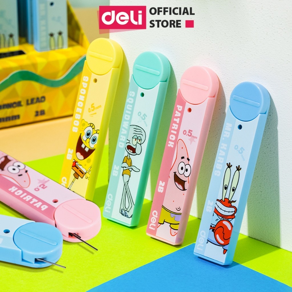 Genuine Deli 2B 0.5/0.7mm Pencil Lead, Cute SpongeBob Box Design, Bold ...