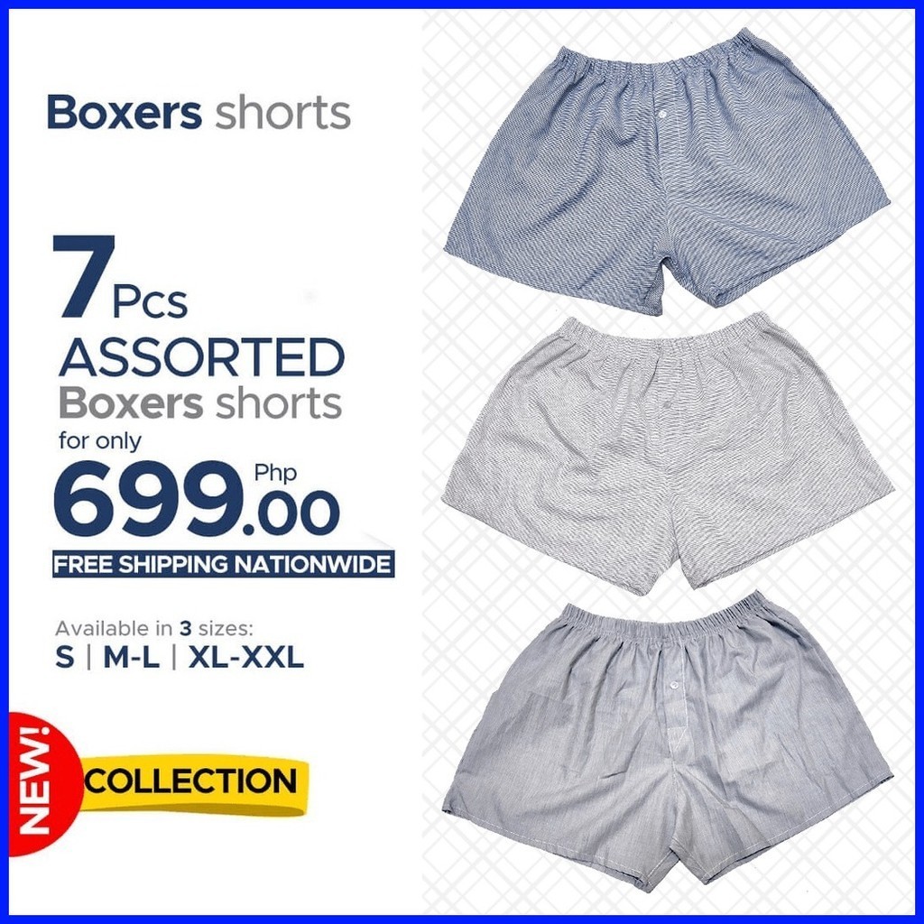 ☂ (7 PCS. ASSORTED BOXERS) Boxer Shorts for Men | Sizes SMALL to XXL ...