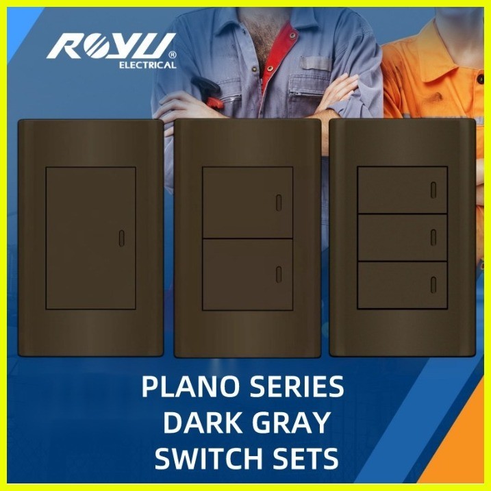 ROYU PLANO SERIES 1 2 3 Gang Switch (DARK GRAY) (1-Way / 3-Way ...