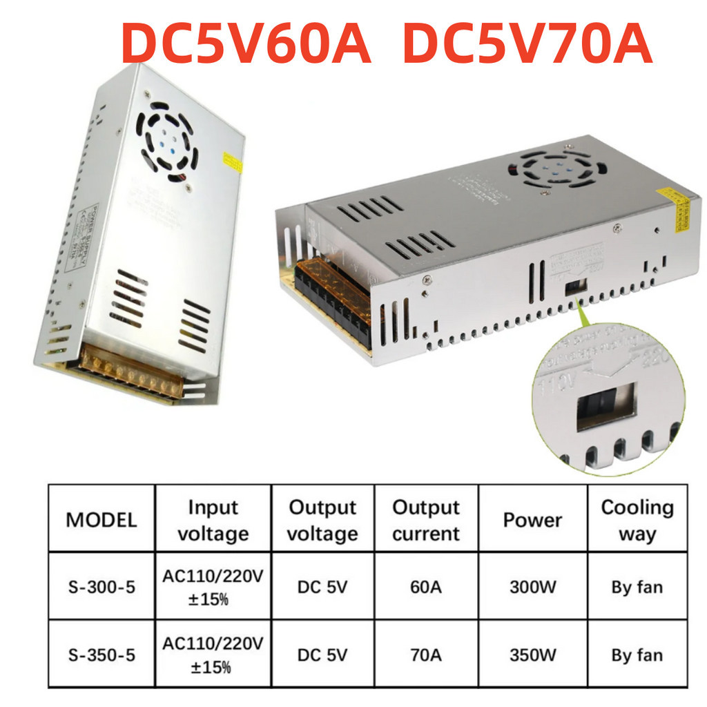 Switching Power Supply 5V 70A 60A Led Driver Transformer 110V/220V AC ...