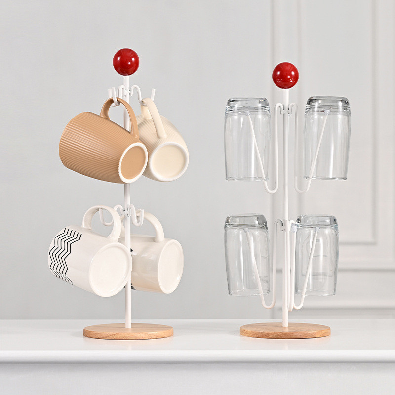 Desktop upside-down water cup teacup mug storage rack glass double ...