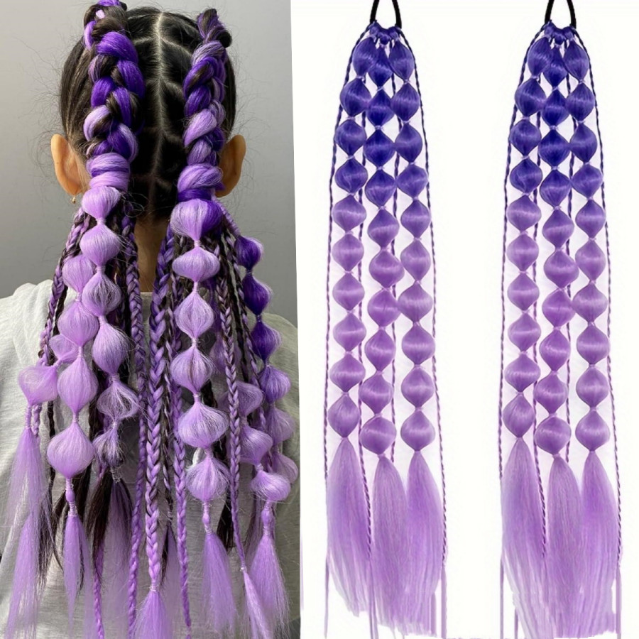 Starlight Hair Braid/Colorful Ponytail Girl Wig Bubble Braid Painted ...