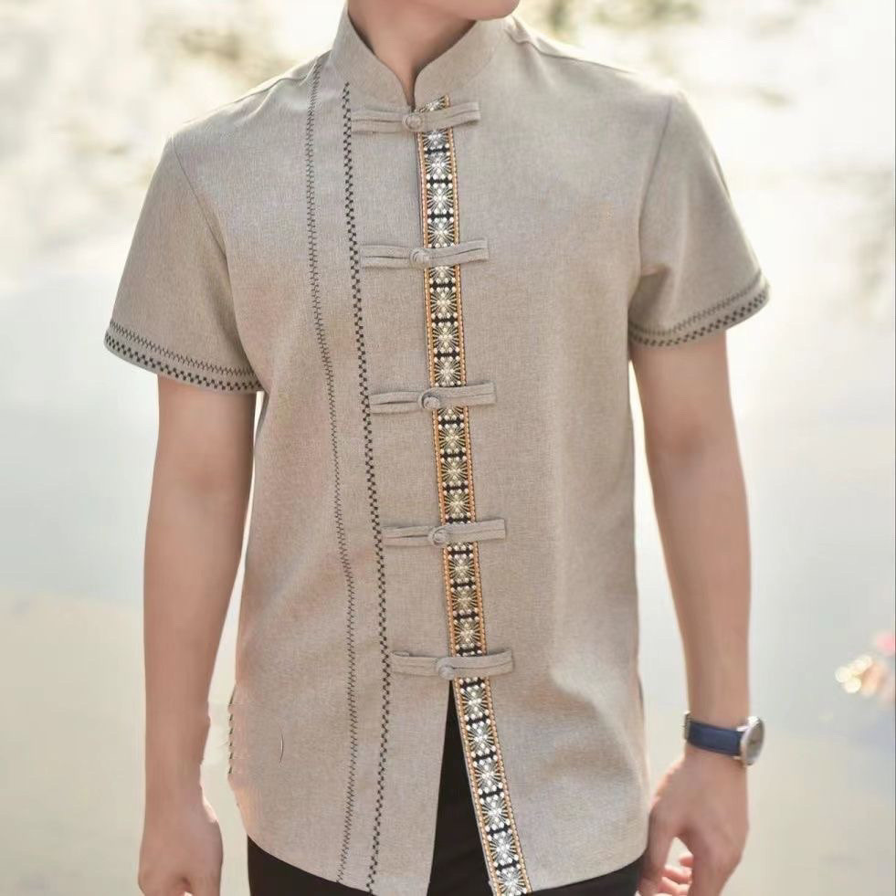 Phu Thai Traditional Shirt Short Sleeves Top Shirt Muslim Barong Ethnic ...
