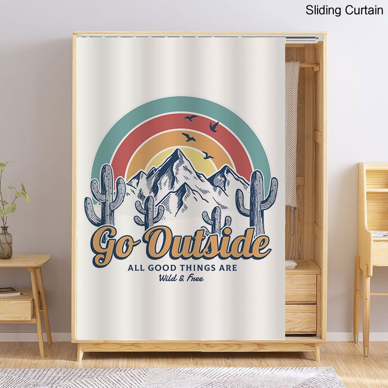 Retro Slide Rail Curtain Wardrobe Dustproof Door Curtain Storage Rack ...