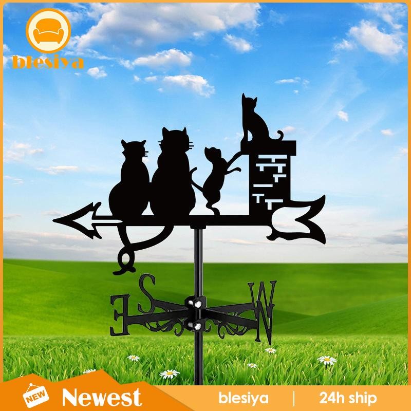 [Blesiya] Cat Figurine Weather Vane Wind Direction Indicator Decorative ...