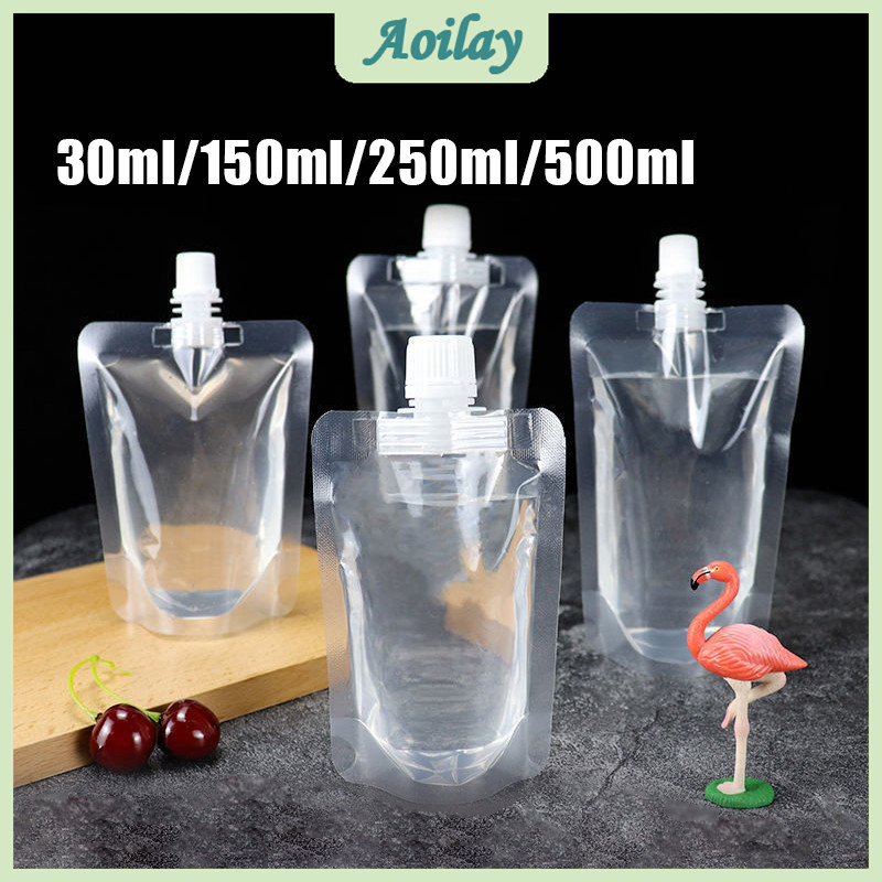 100Pcs Clear Drink Spout Pouch Stand Up Juice Spout Bags Liquids Drink ...