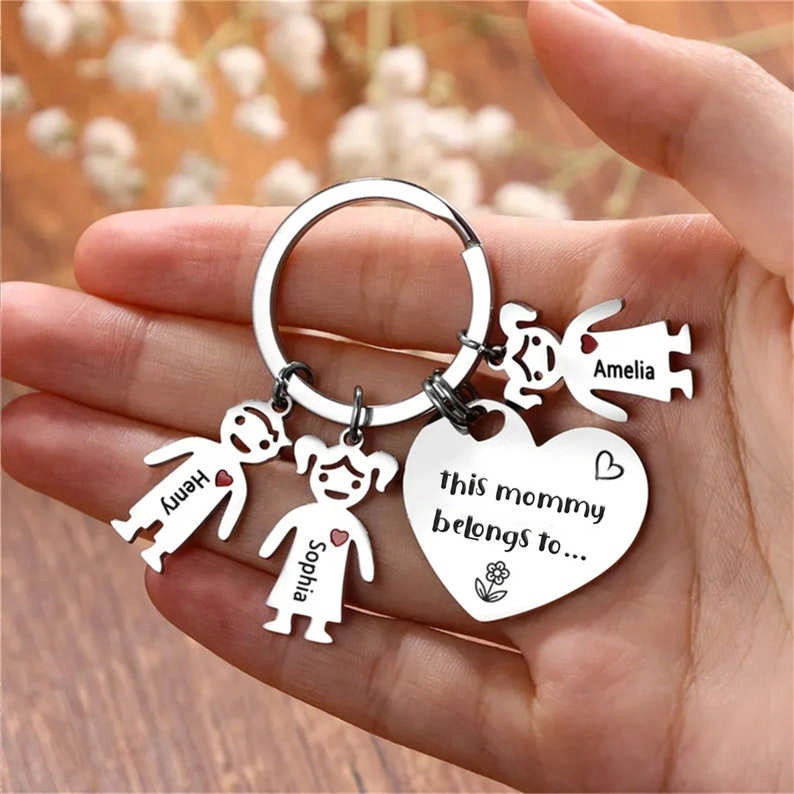 This Mommy Daddy Belongs To... Keychain, Custom Family Keyring ...