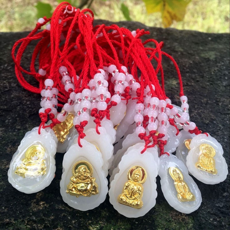 New Product Imitation Jade Gold Inlaid Jade Pendant Necklace Guanyin ...