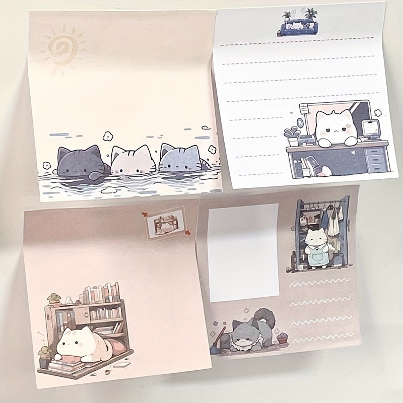 50sheets Cute Cat Sticky Notes, Comic Cartoon Style Sticky Notes, DIY ...