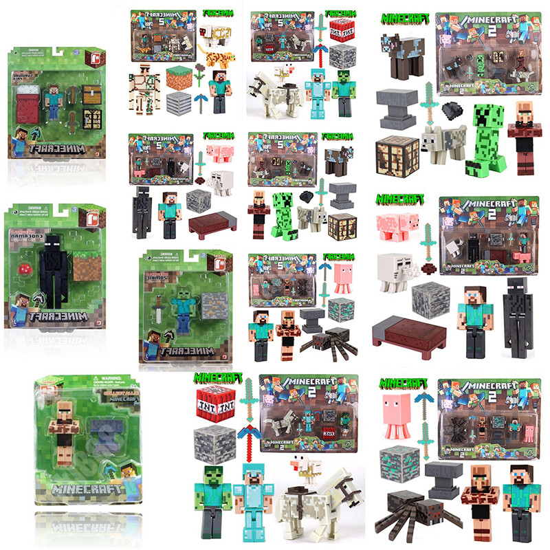 Minecraft Action Figure Steve Enderman Villager Zombie Creeper Children ...