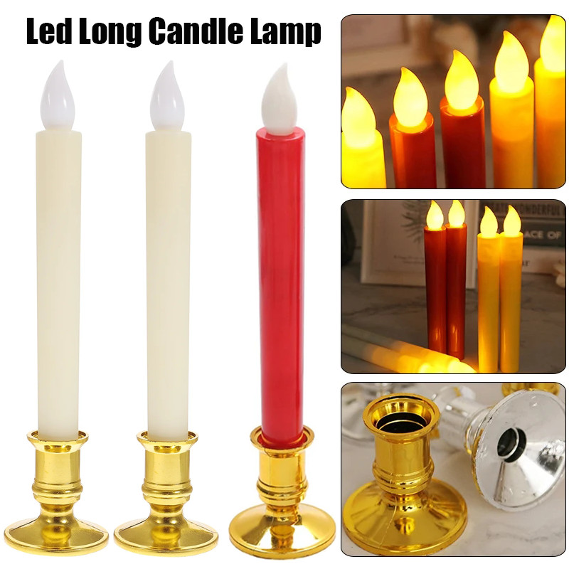1Pair Electric LED Candle Lights with Removable Bases/Flameless Long ...