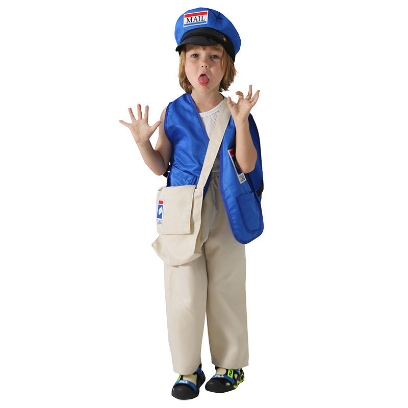 Kids Courier Mr. Postman Cosplay Costume Boy's Blue America Mailman ...