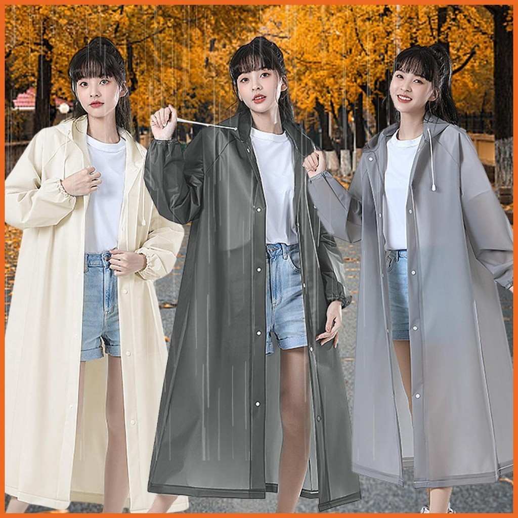 Fashion Adult Long Raincoats with Hood Reusable Practical EVA Clear ...