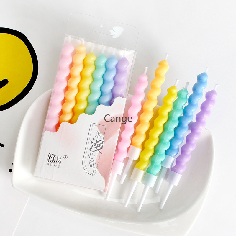 Ins Style Cute Twisted Macaron Colorful Thread Spiral Candle Birthday ...