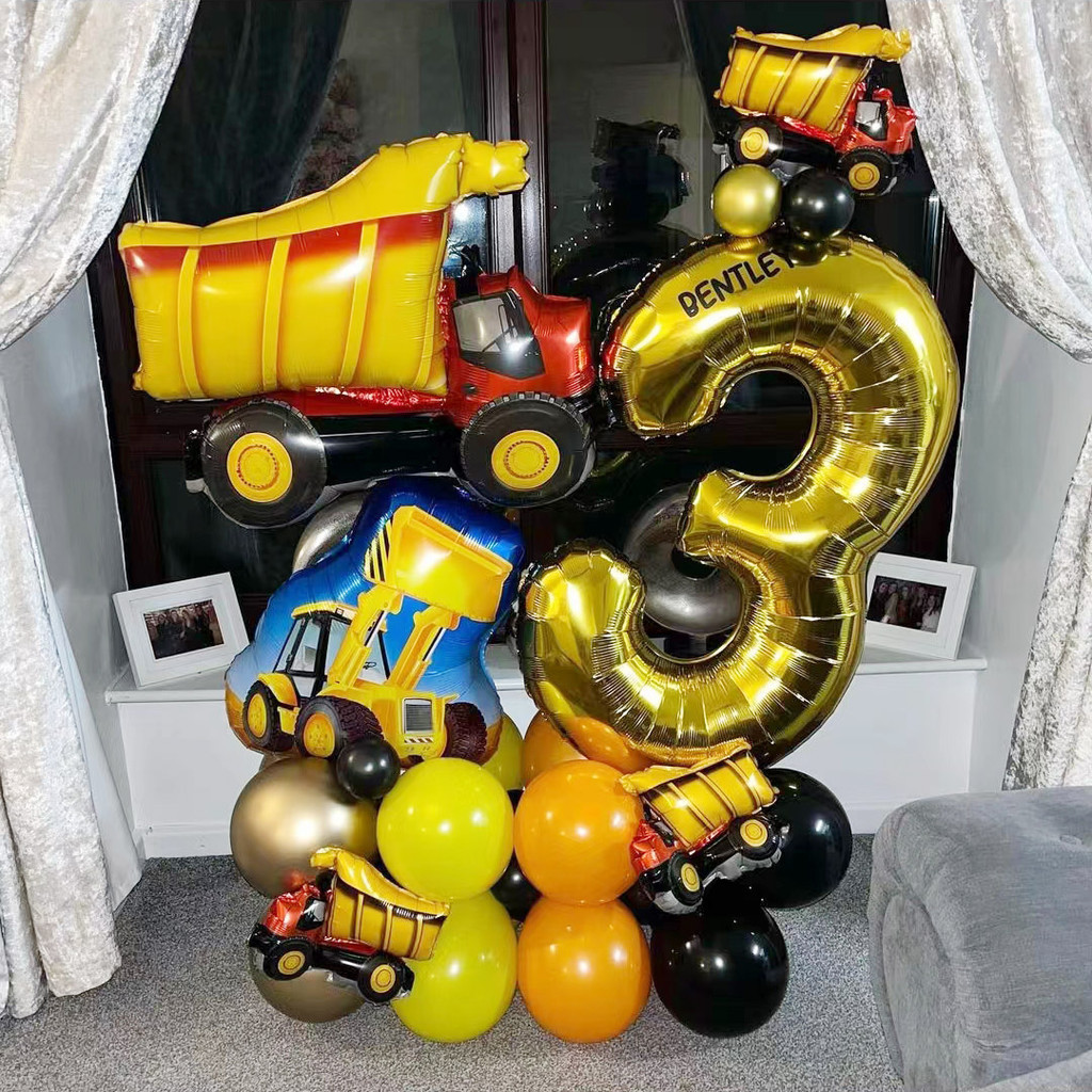40pcs/set Bulldozer/Construction Truck Balloon Column 32inch Number ...