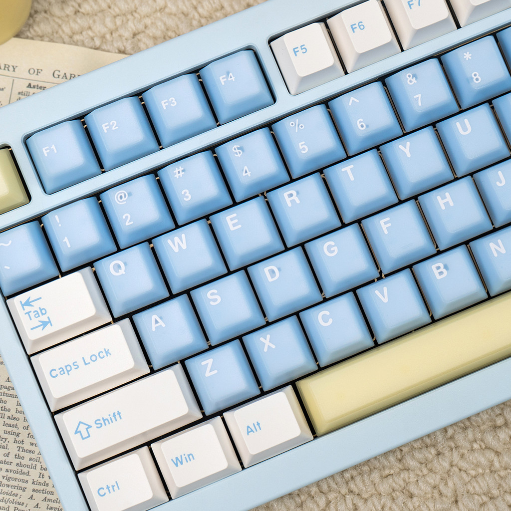 164 Keys lemon Soda keycaps Blue Yellow ABS+PBT Cherry Profile Double ...