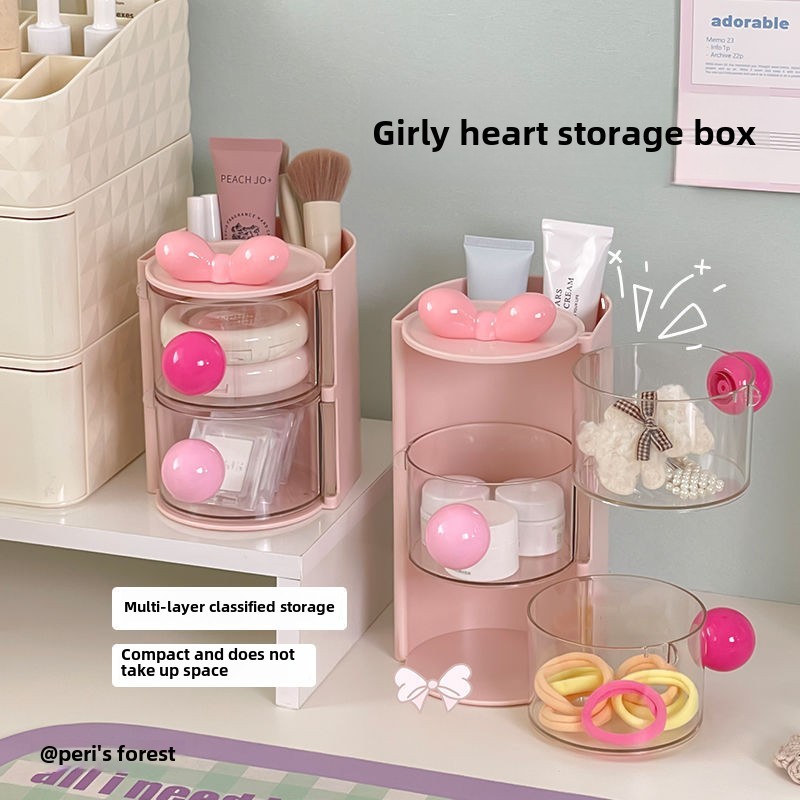 [Free Shipping COD]Girly Desktop Makeup Drawer-Type Rotating Dressing ...