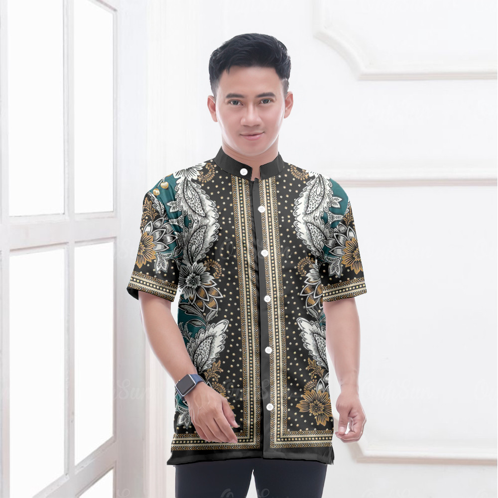 2025 Ramadan Festival Short Sleeve Batik Shirt Men Kurta Tops 3D ...