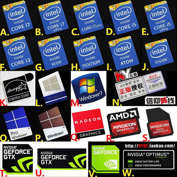 New Sticker Original core 4 5th Generation core i3 i5 i7 win10 Laptop ...