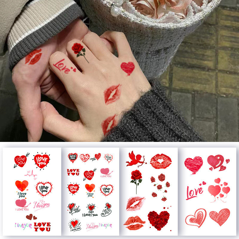 Valentine's Day Love Red Lips Tattoo Sticker Breath Holiday Dating ...