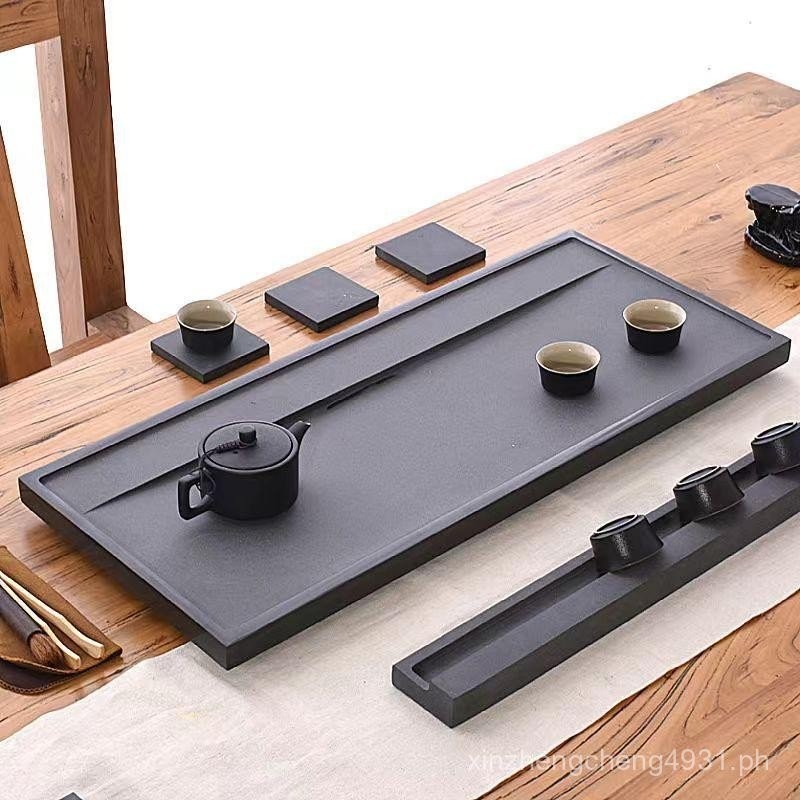 Black Gold Stone Tea Tray for Living Room Home Use, Luxurious High-End ...
