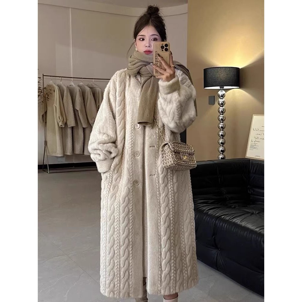 Coat for Women Winter 2024 New Velvet Fur and Leather Overcoat Long ...