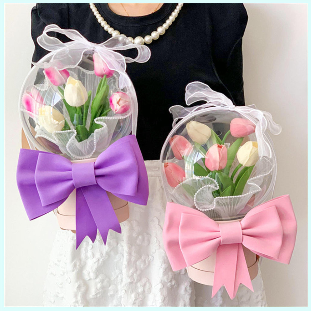 Acrylic Wave Ball Tulip Bouquet Cuddle Bucket Transparent Round Diy ...