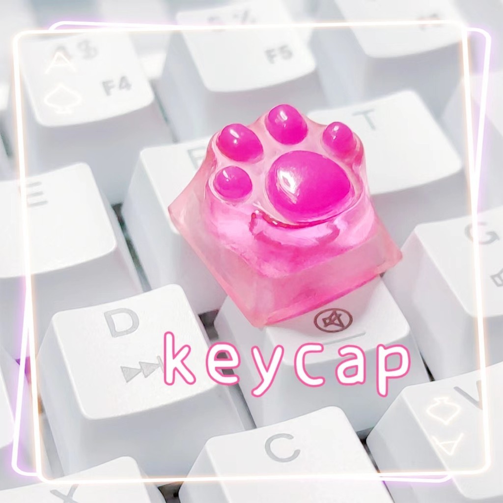 Resin Pink Cat Claw Transparent Keycap Mechanical Keyboard Keycap BFHH ...