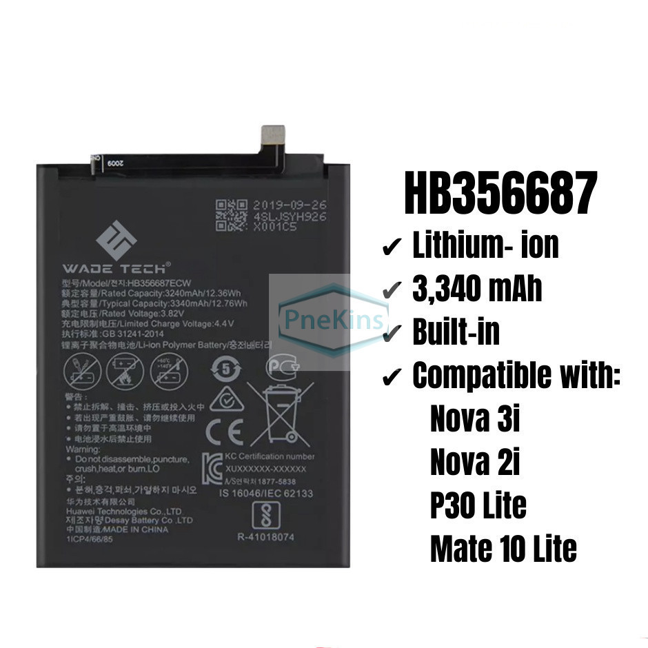 HB356687ECW Battery for Nova 3i Nova2i Nova2s Nova2Plus Nova4e | Shopee Philippines