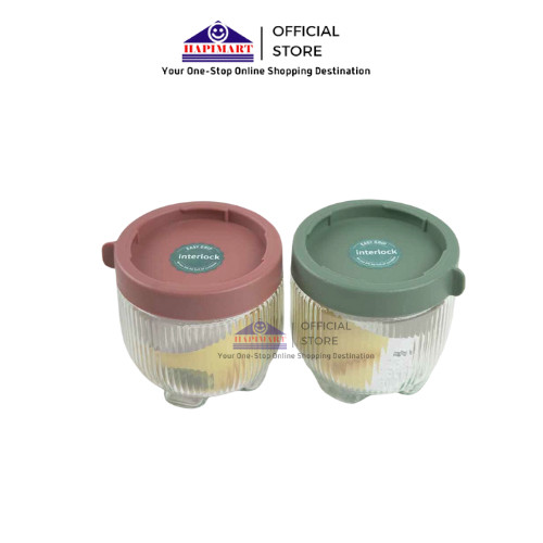 2 In 1 Snack Container jar/Set of Two Storage/jar/Multipurpose jar/Interlock Clear Glass jar ...